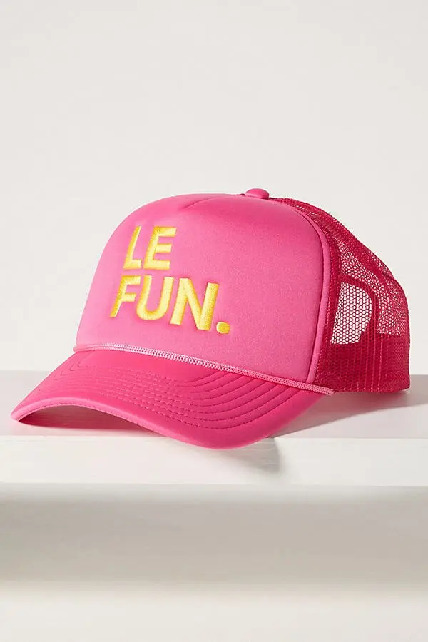New Anthropologie Ping Pong Surf Club Le Ski Bum Trucker Hat in Pink Beach Riot | Anthropologie X Beach Riot Trucker Hat Chevron  main image 4