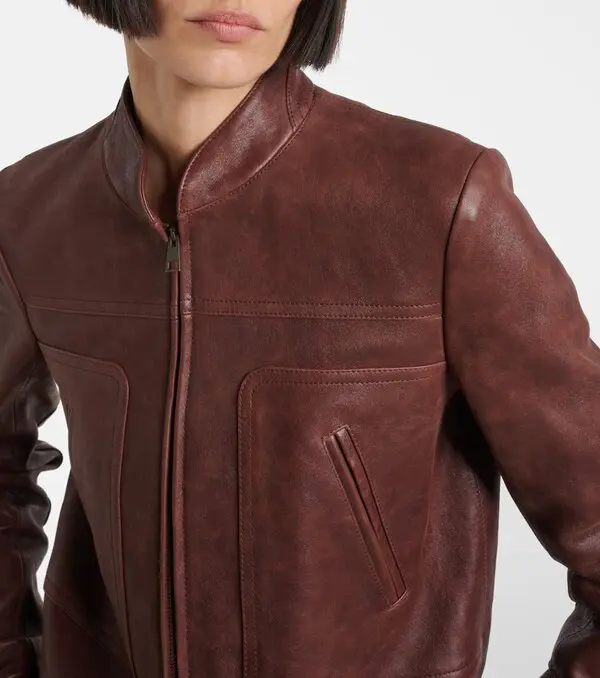 THE ROW Bader Leather Bomber Jacket