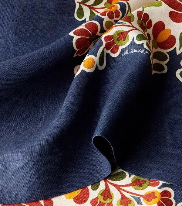 La DoubleJ Windflower Placée Linen Tablecloth - Blue