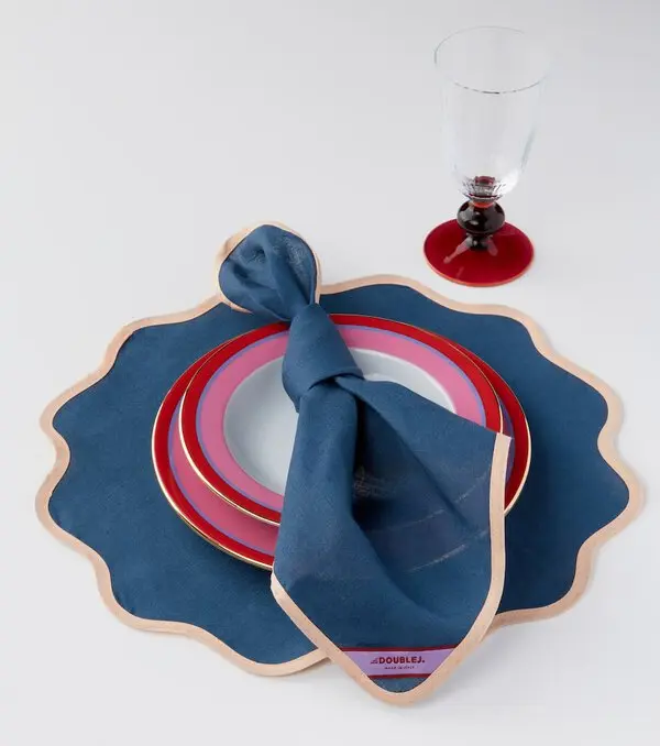 La DoubleJ Cloud Set Of 2 Linen Placemats - Blue