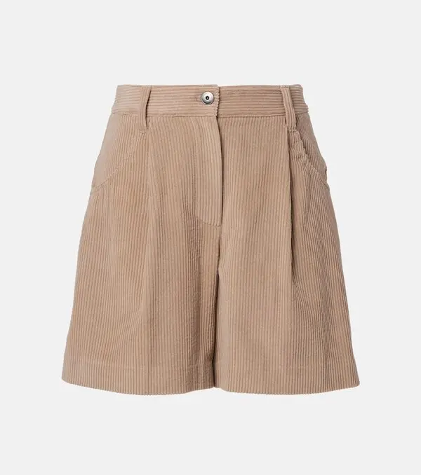 Brunello Cucinelli High-rise Cotton Corduroy Shorts - Beige