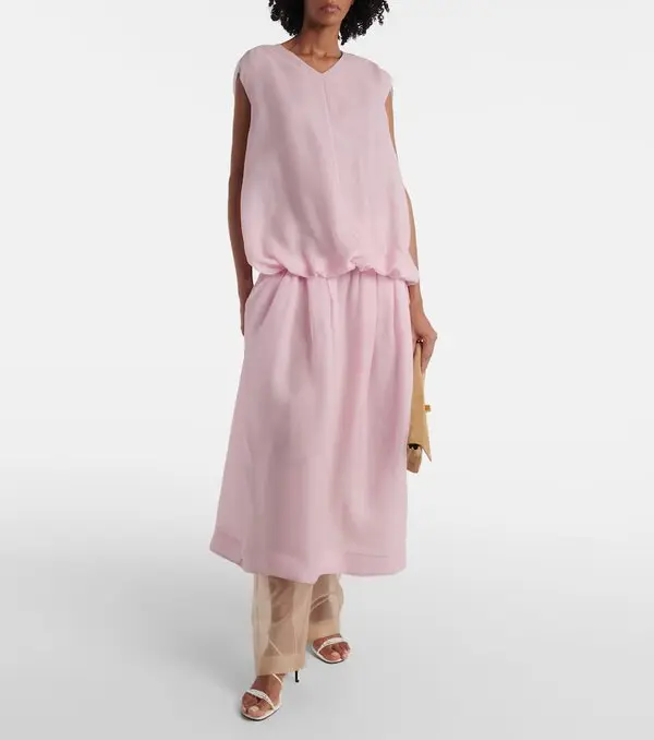 Khaite Noah Silk Organza Midi Dress
