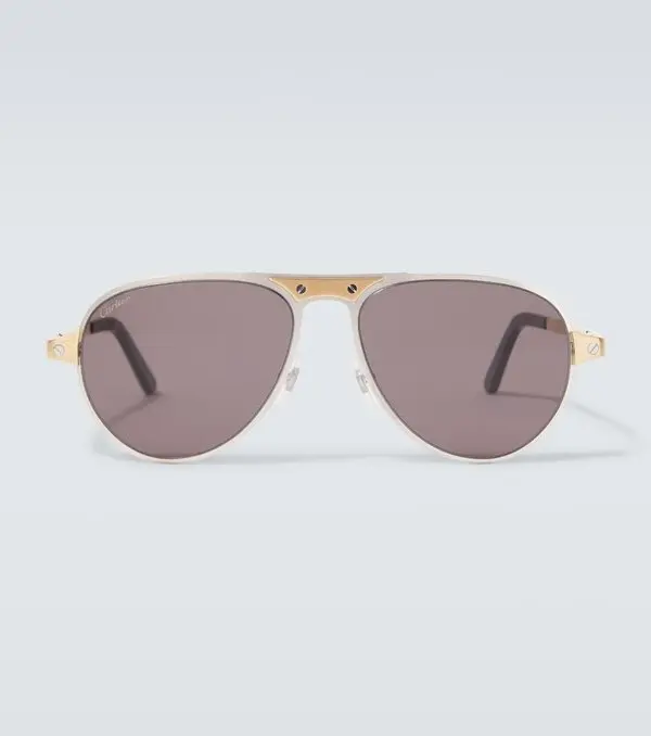 CARTIER Santos De Aviator Sunglasses - Grey