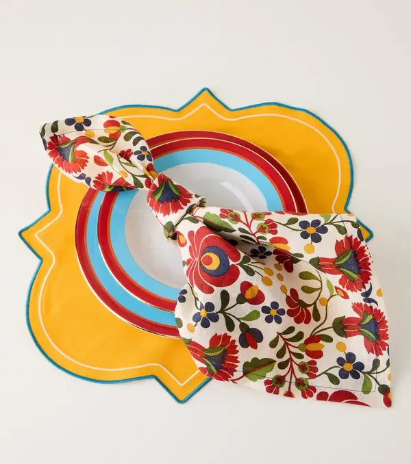 La DoubleJ Windflower Large Set Of 2 Linen Napkins