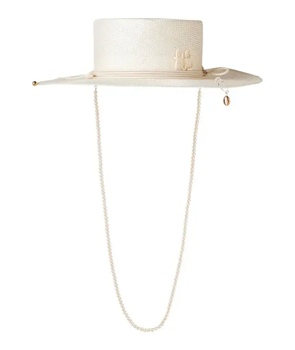 Ruslan Baginskiy Logo Embellished Straw Hat - White