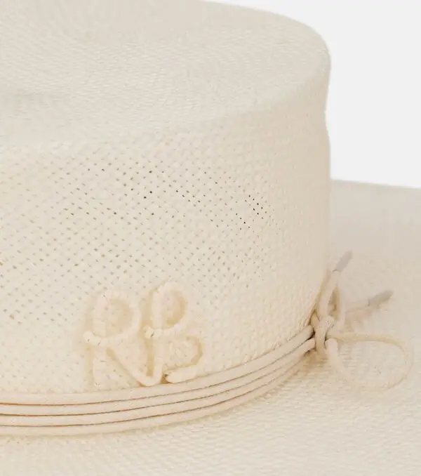 Ruslan Baginskiy Logo Embellished Straw Hat - White