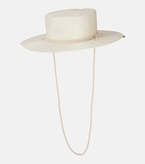 Ruslan Baginskiy Logo Embellished Straw Hat - White