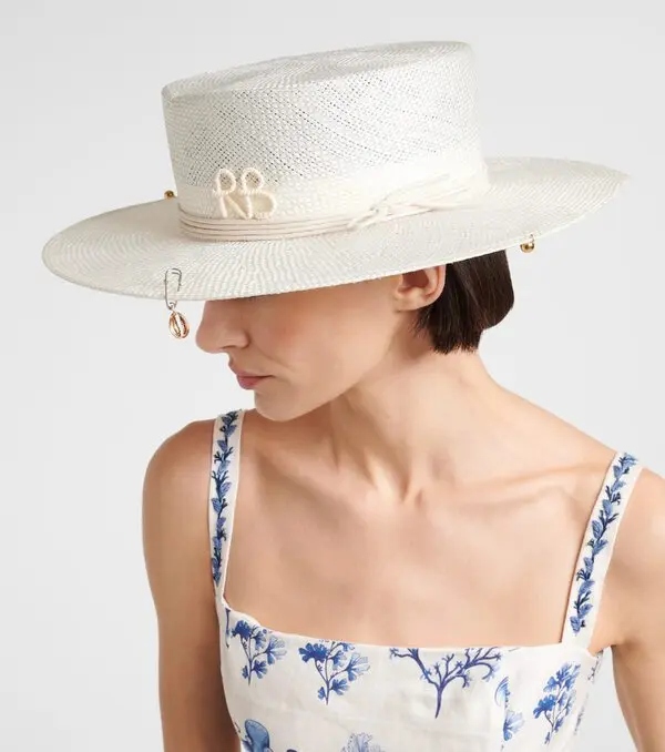 Ruslan Baginskiy Logo Embellished Straw Hat - White