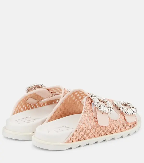 ROGER VIVIER Slidy Viv Crystal-embellished Sandals - Pink
