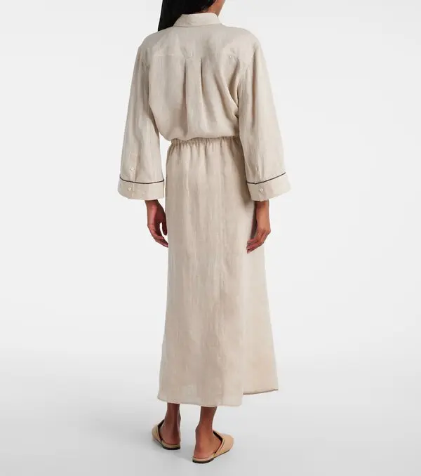 Brunello Cucinelli Monili Linen Maxi Skirt