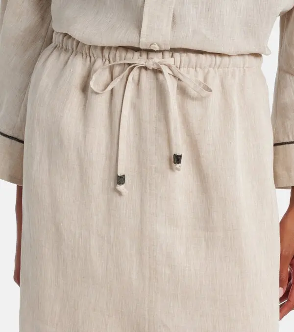Brunello Cucinelli Monili Linen Maxi Skirt