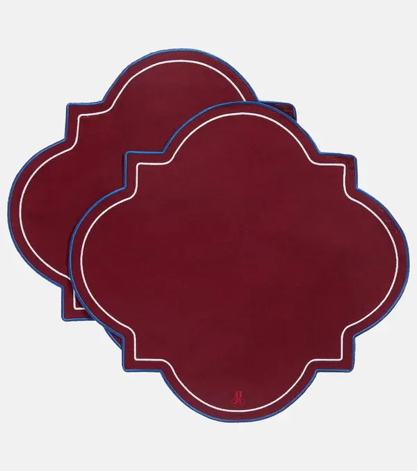 La DoubleJ Medallion Set Of 2 Canvas Placemats - Burgundy