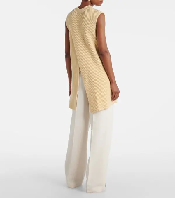 JIL SANDER Oversized Ribbed-knit Wool Vest - White
