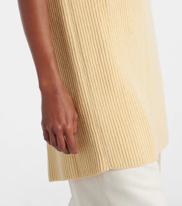 JIL SANDER Oversized Ribbed-knit Wool Vest - White