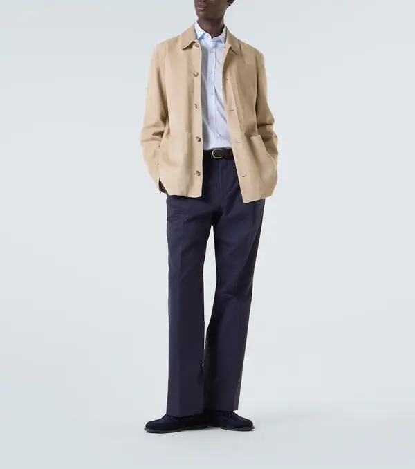 SAMAN AMEL Cotton And Cashmere Blend Tailored Pants - Blue