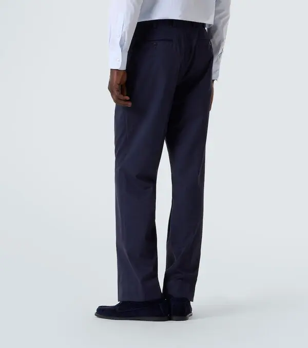 SAMAN AMEL Cotton And Cashmere Blend Tailored Pants - Blue