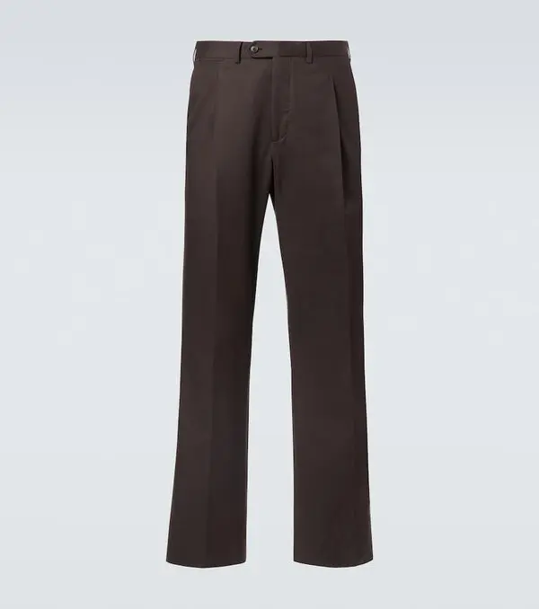 SAMAN AMEL Cotton And Cashmere Straight Pants - Brown