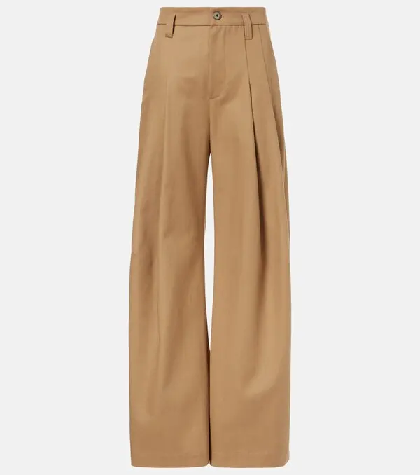 Brunello Cucinelli Monili Cotton Wide-leg Pants - Beige