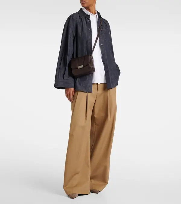 Brunello Cucinelli Monili Cotton Wide-leg Pants - Beige