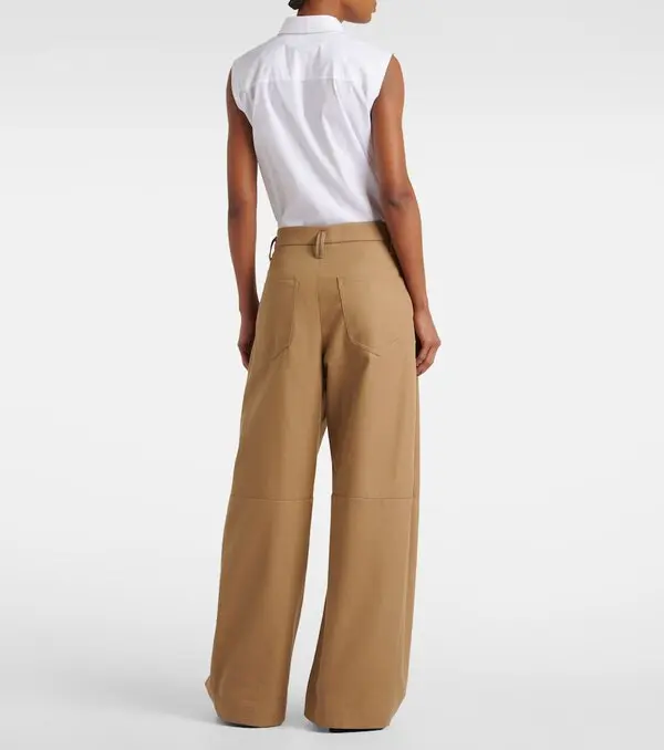 Brunello Cucinelli Monili Cotton Wide-leg Pants - Beige