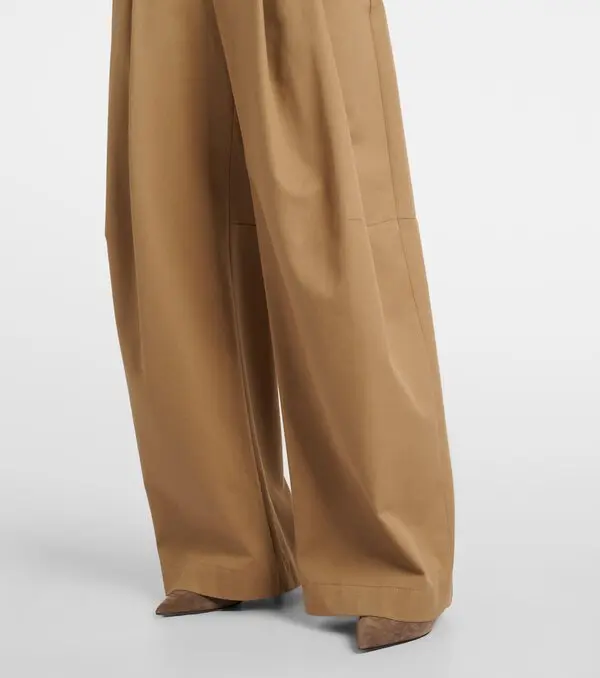 Brunello Cucinelli Monili Cotton Wide-leg Pants - Beige
