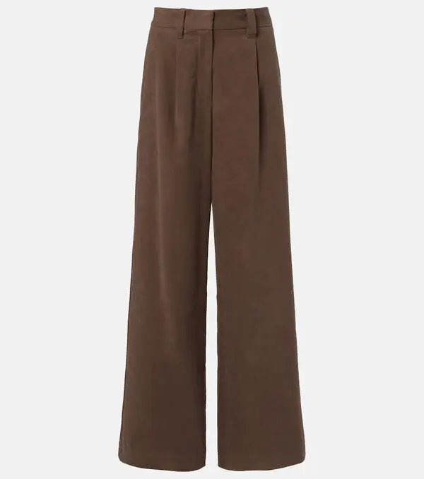Brunello Cucinelli Monili Cotton Wide-leg Pants - Brown