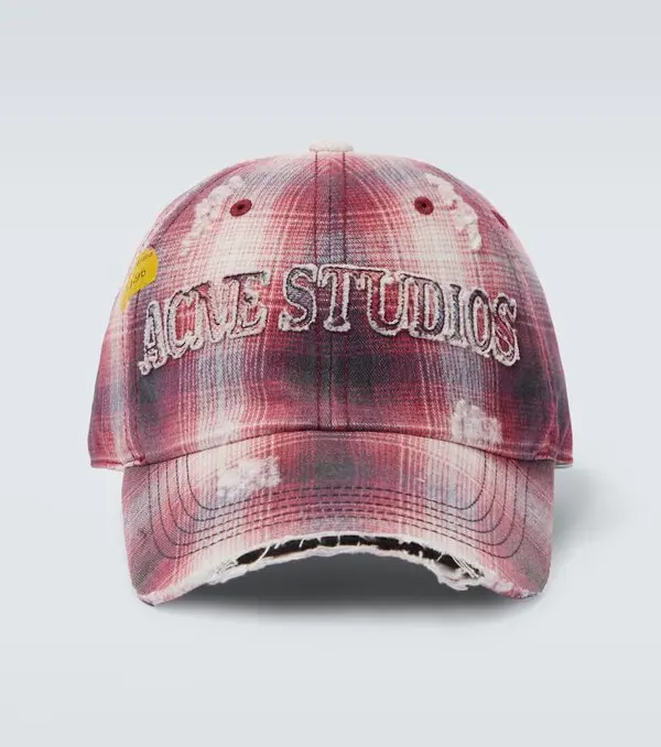 Acne Studios Distressed Checked Canvas Baseball Cap - Multicoloured