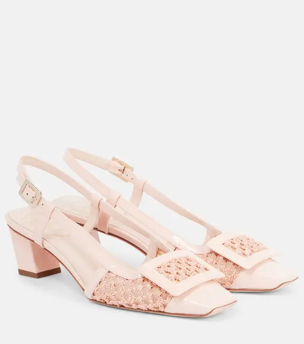 ROGER VIVIER Belle Vivier 45 Crochet Slingback Pumps - Pink