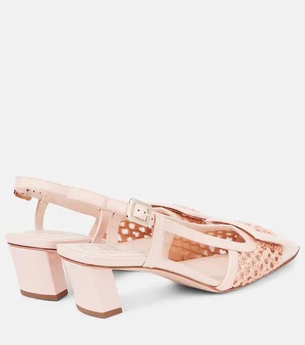 ROGER VIVIER Belle Vivier 45 Crochet Slingback Pumps - Pink