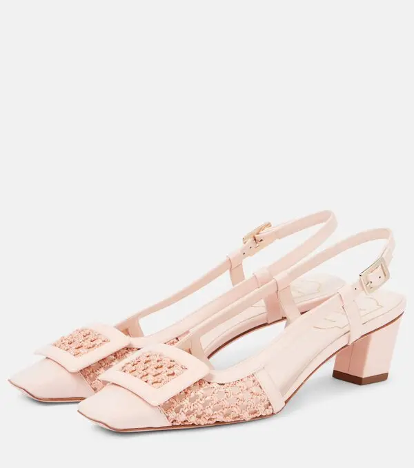 ROGER VIVIER Belle Vivier 45 Crochet Slingback Pumps - Pink