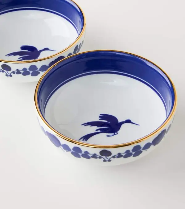La DoubleJ Wildbird Set Of 2 Porcelain Snack Bowls