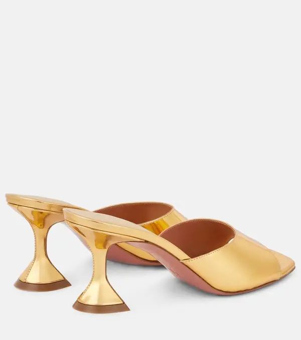 Amina Muaddi Lupita 70 Metallic Leather Mules