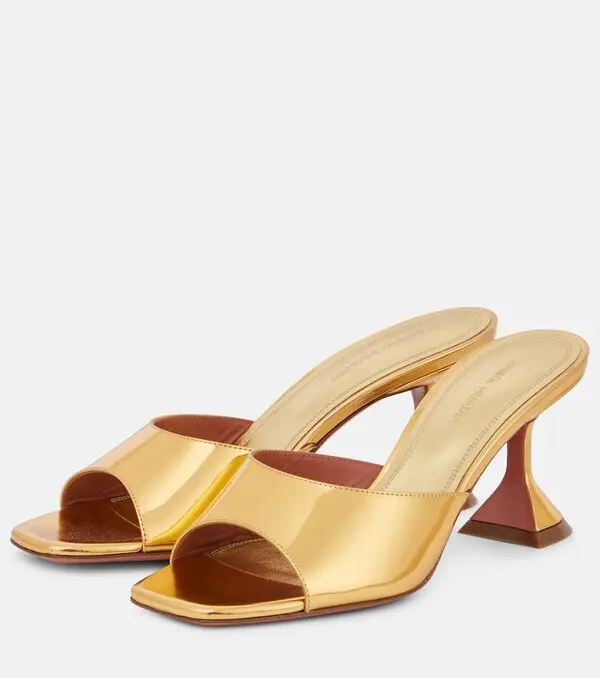 Amina Muaddi Lupita 70 Metallic Leather Mules