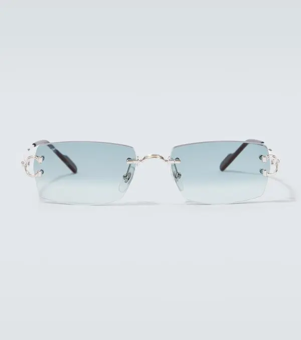 Cartier Signature C De Rectangular Sunglasses - Silver
