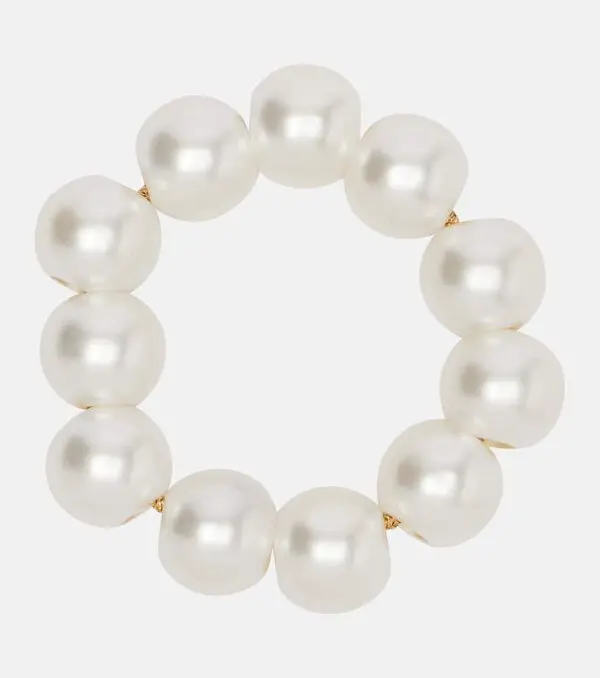 JENNIFER BEHR Henley Faux Pearl Scrunchie - White