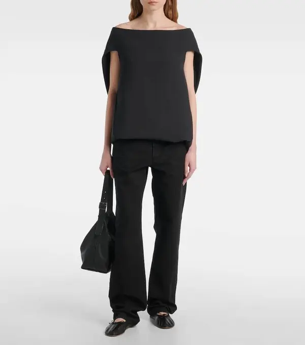 THE ROW Pallenberg Off-shoulder Top - Black