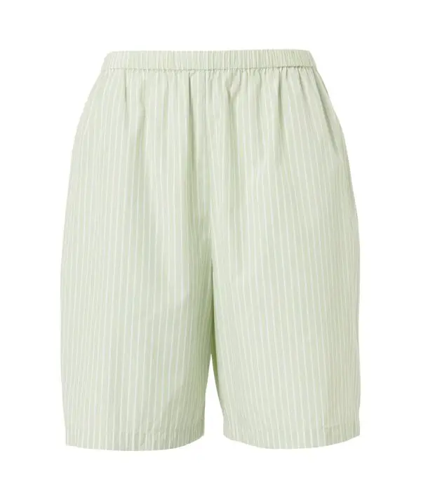 THE ROW Zinnia Striped Cotton Poplin Bermuda Shorts - Green