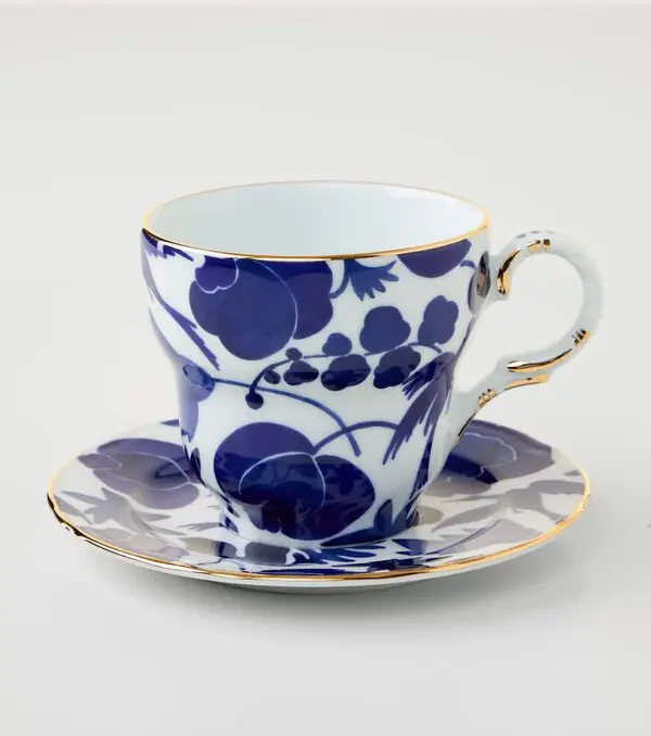 La DoubleJ Mama Wildbird Blu Porcelain Teacup And Saucer Set - Blue