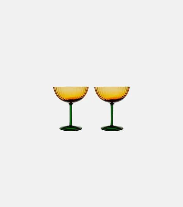 La DoubleJ Set Of 2 Murano Glass Champagne Coupes - Yellow