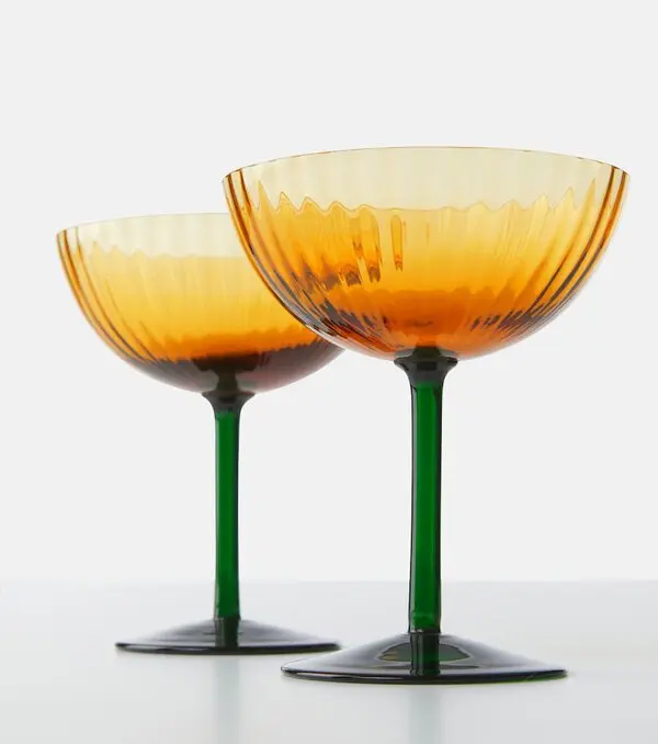 La DoubleJ Set Of 2 Murano Glass Champagne Coupes - Yellow