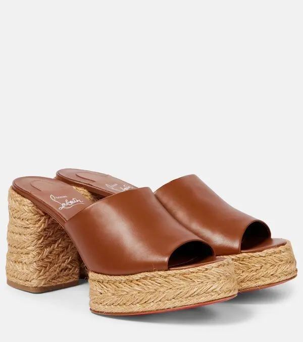 CHRISTIAN LOUBOUTIN Cala Kala 85 Leather Platform Mules - Brown