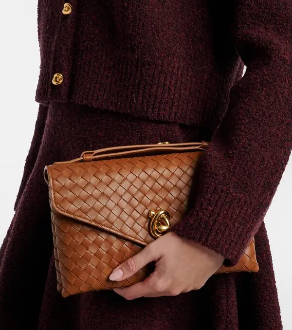 Bottega Veneta Knot Lock Intrecciato Leather Top-handle Bag - Brown