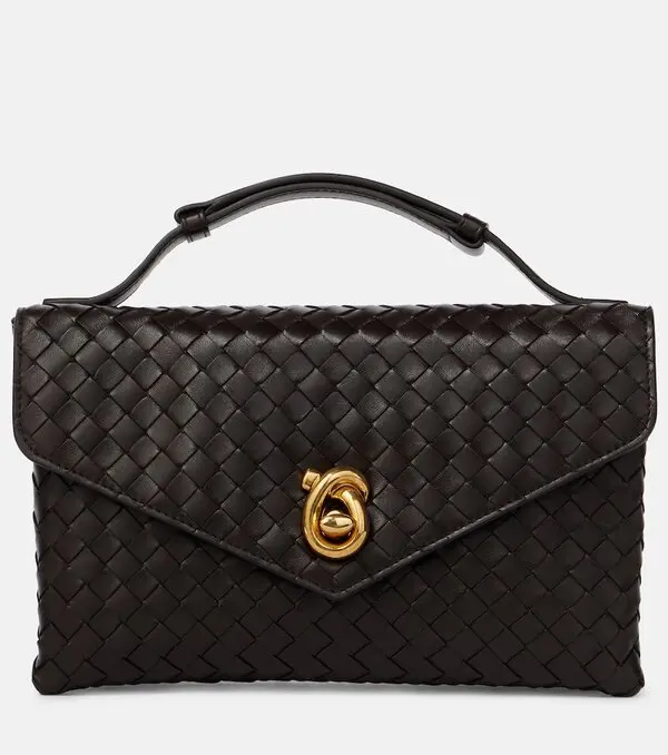 Bottega Veneta Knot Lock Intrecciato Leather Top-handle Bag - Brown