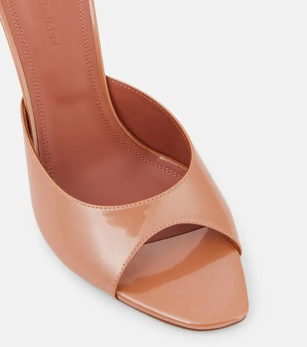 Amina Muaddi Alexa 95 Patent Leather Mules
