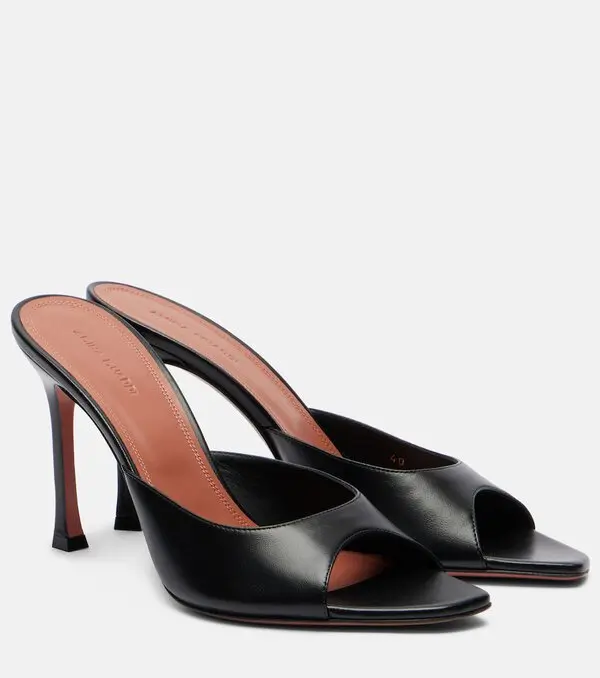 Amina Muaddi Alexa 95 Leather Mules