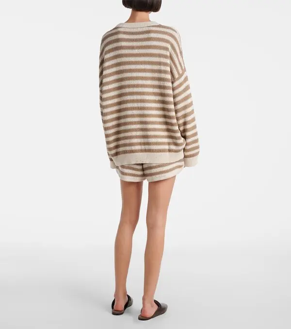 Brunello Cucinelli Striped Cotton-blend Sweater - Beige
