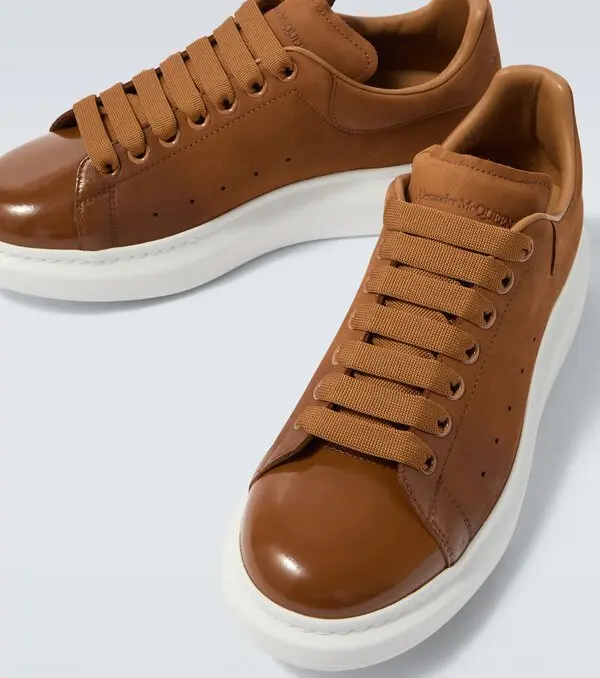 Alexander McQueen Oversized Leather Sneakers - Brown