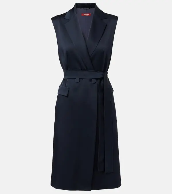 Max Mara Afgano Belted Satin Jacket - Blue