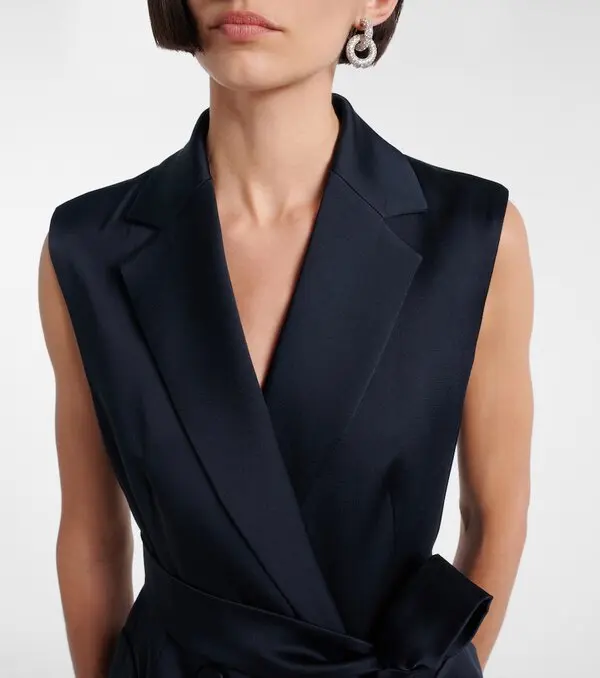 Max Mara Afgano Belted Satin Jacket - Blue