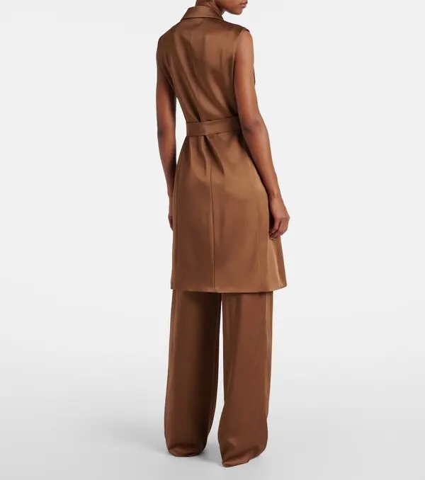 Max Mara Afgano Belted Satin Jacket - Brown